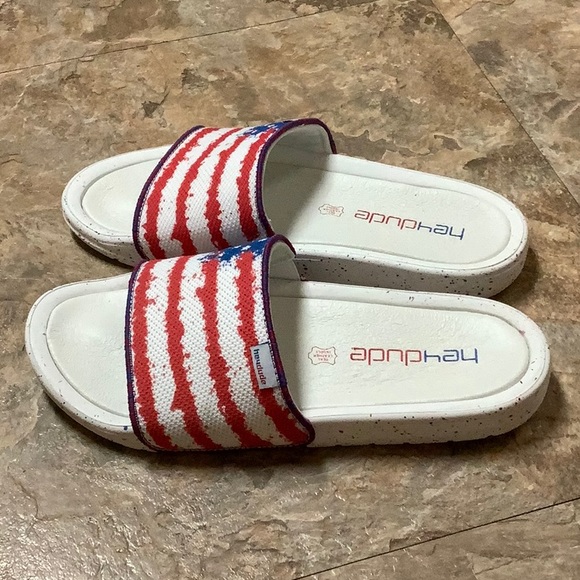 Hey Dude | Shoes | Hey Dude Red White Blue Slides | Poshmark